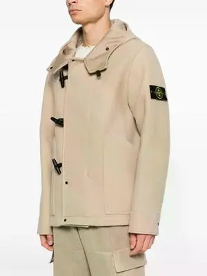 Stone Island Hooded Jacket With Toggle Fastening - Neutrals