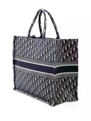 Dior 2018 Large Oblique Embroidered Canvas Book Tote Bag