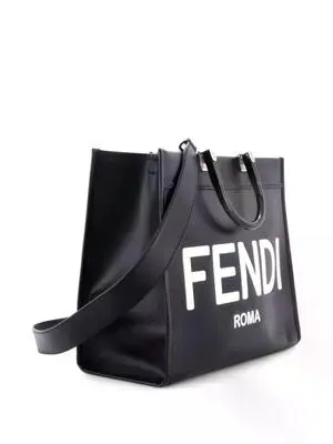 Fendi Sunshine Shopper Leather Medium Tote Bag - Black