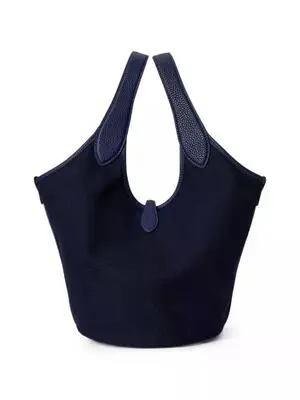 Polo Ralph Lauren Canvas Tote Bag With Leather Trim And Logo Embroidery - Blue