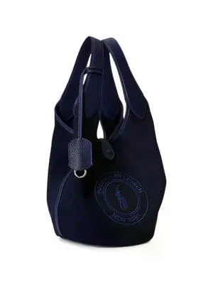 Polo Ralph Lauren Canvas Tote Bag With Leather Trim And Logo Embroidery - Blue