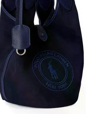 Polo Ralph Lauren Canvas Tote Bag With Leather Trim And Logo Embroidery - Blue