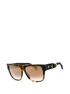 Roberto Cavalli Tortoiseshell-effect Geometric-frame Sunglasses