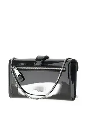 Emporio Armani Patent Leather Chain-link Clutch Bag - Black