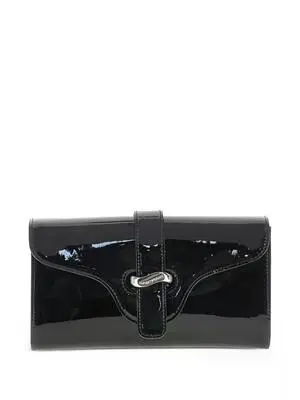 Emporio Armani Patent Leather Chain-link Clutch Bag - Black