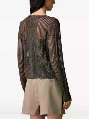 MORGAN Open-knit V-neck Cardigan With Metallic Finish