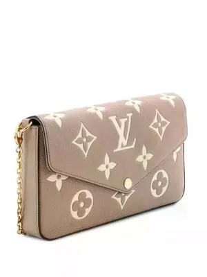 LOUIS VUITTON Felicie Pochette Monogram Empreinte Giant Crossbody Bag - Grey