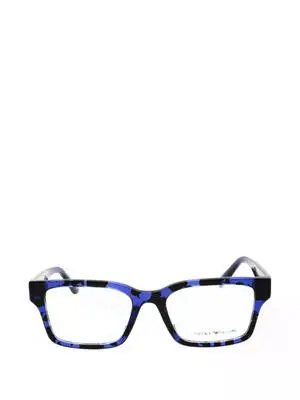 Emporio Armani Tortoiseshell-effect Rectangle-frame Glasses - Blue