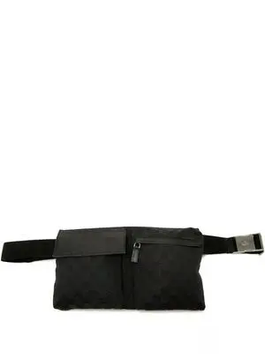 Gucci 2000-2015 Gg Canvas Double Pocket Belt Bag - Black