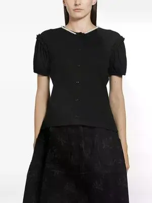 Simone Rocha Pointelle Puff-sleeve Blouse