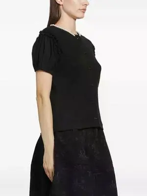 Simone Rocha Pointelle Puff-sleeve Blouse