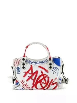 Balenciaga City Graffiti Classic Studs Bag Leather Mini Satchel