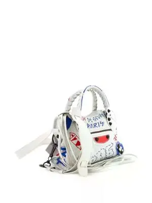 Balenciaga City Graffiti Classic Studs Bag Leather Mini Satchel