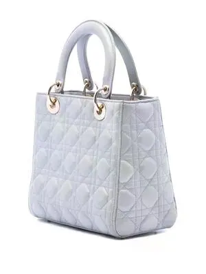 Dior 2018 Medium Pearlescent Lambskin Cannage Lady Satchel