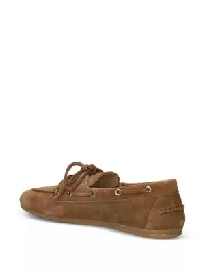 POSA Lace-up Suede Loafers - Brown