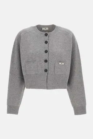Elisabetta Franchi Cardigan Corto Con Bottoni - Grigio