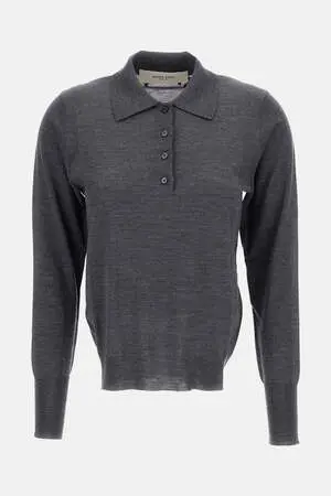 GOLDEN GOOSE Polo A Maniche Lunghe In Lana Vergine - Grey