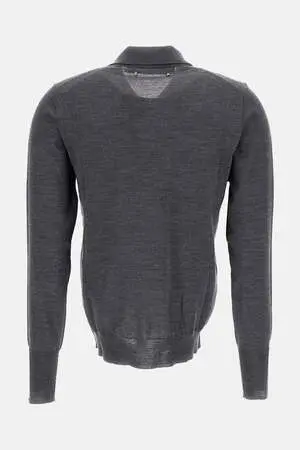 GOLDEN GOOSE Polo A Maniche Lunghe In Lana Vergine - Grigio