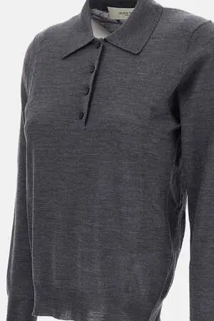 GOLDEN GOOSE Polo A Maniche Lunghe In Lana Vergine - Grigio