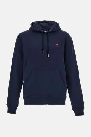 AMI Paris Felpa Con Cappuccio Red De Coeur - Blu
