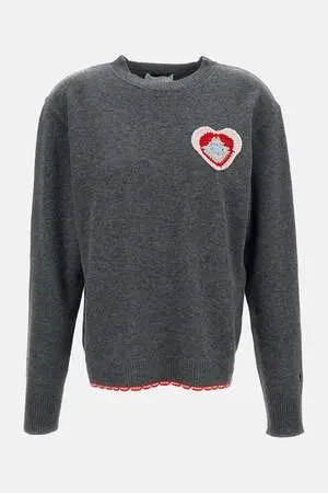 Stella McCartney Maglia In Lana Crochet Heart - Grigio