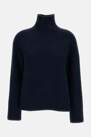Max Mara Maglia Boxy Dolcevita In Lana E Cashmere - Blu