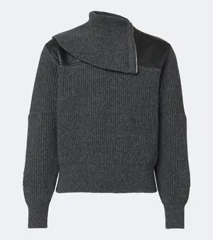 Bottega Veneta Leather-trimmed Wool And Cashmere Sweater