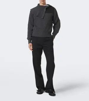 Bottega Veneta Leather-trimmed Wool And Cashmere Sweater