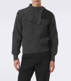 Bottega Veneta Leather-trimmed Wool And Cashmere Sweater