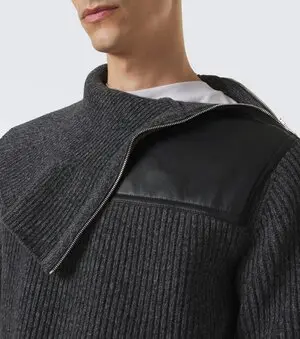 Bottega Veneta Leather-trimmed Wool And Cashmere Sweater