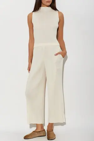 Issey Miyake Sleeveless High Neck Pleated Top