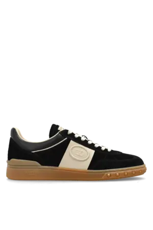 Valentino Garavani Suede And Cream Leather Low-top Sneakers