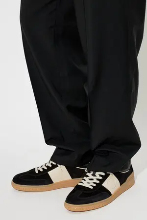 Valentino Garavani Suede And Cream Leather Low-top Sneakers
