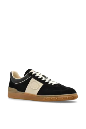 Valentino Garavani Suede And Cream Leather Low-top Sneakers