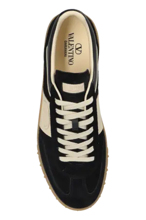 Valentino Garavani Suede And Cream Leather Low-top Sneakers
