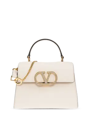 Valentino Garavani Leather Bag With Logo Finished With Crystals