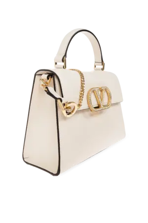 Valentino Garavani Leather Bag With Logo Finished With Crystals