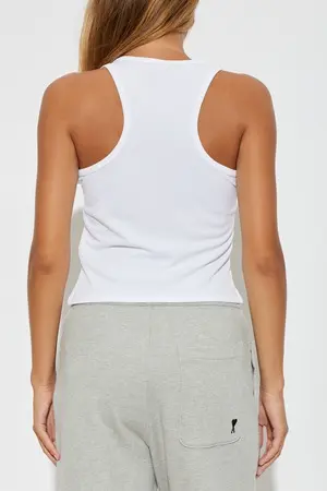 Lacoste Cropped Racerback Tank Top With Crocodile Logo