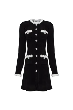 SELF-PORTRAIT Knit Dress With Floral Trim