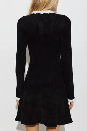SELF-PORTRAIT Knit Dress With Floral Trim