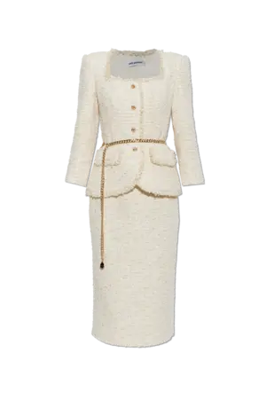 SELF-PORTRAIT Boucle Dress With Chain