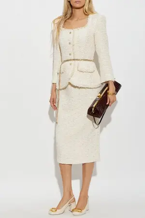 SELF-PORTRAIT Boucle Dress With Chain