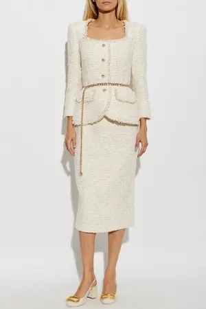 SELF-PORTRAIT Boucle Dress With Chain