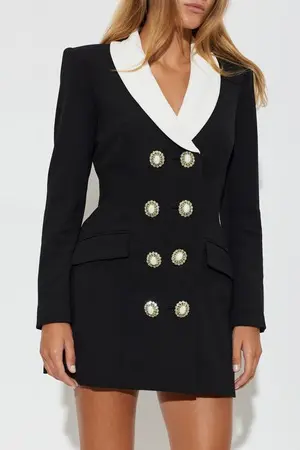 SELF-PORTRAIT Wool Dress With Decorative Buttons