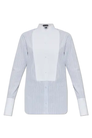 TOM FORD Striped Cotton Shirt With Contrasting Panel