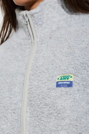 American Vintage Teddy Fleece Zip-up Sweatshirt With Logo Patch