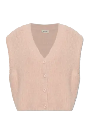 American Vintage Sleeveless V-neck Knit Vest - Pink