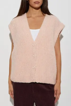 American Vintage Sleeveless V-neck Knit Vest - Pink
