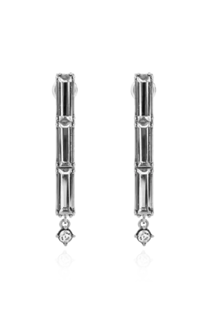 JIL SANDER Earrings With Shimmering Crystals - Silver