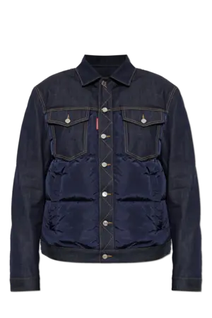 Dsquared2 Quilted Jacket Made Of Combined Materials - Navy Blue